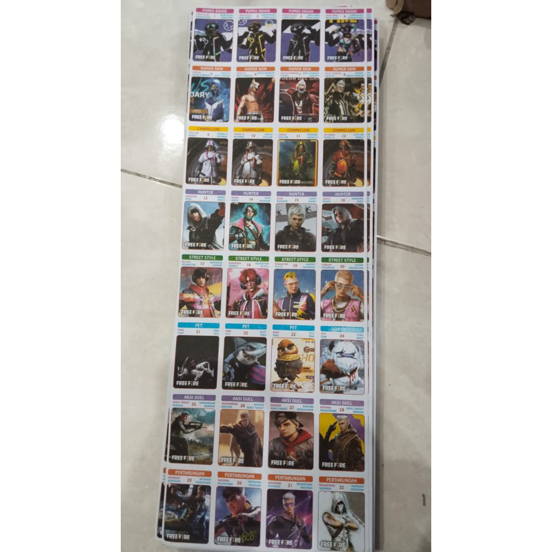 Jual mainan kartu kwartet free fire isi 32 gambar per lembar | Shopee ...