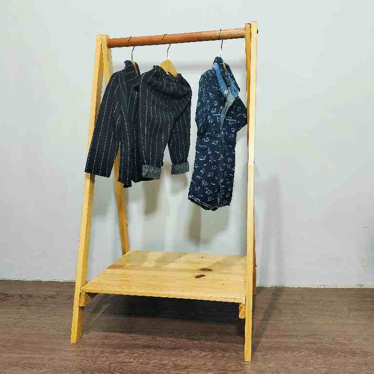 Jual Rak baju anak / wooden clothes for kids / rak baju bayi / rak ...