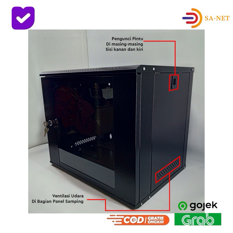 Jual Wallmount Rack Server 9U / Rak Server Ukuran 9U Single Glass Door Network Cabinet | Shopee ...