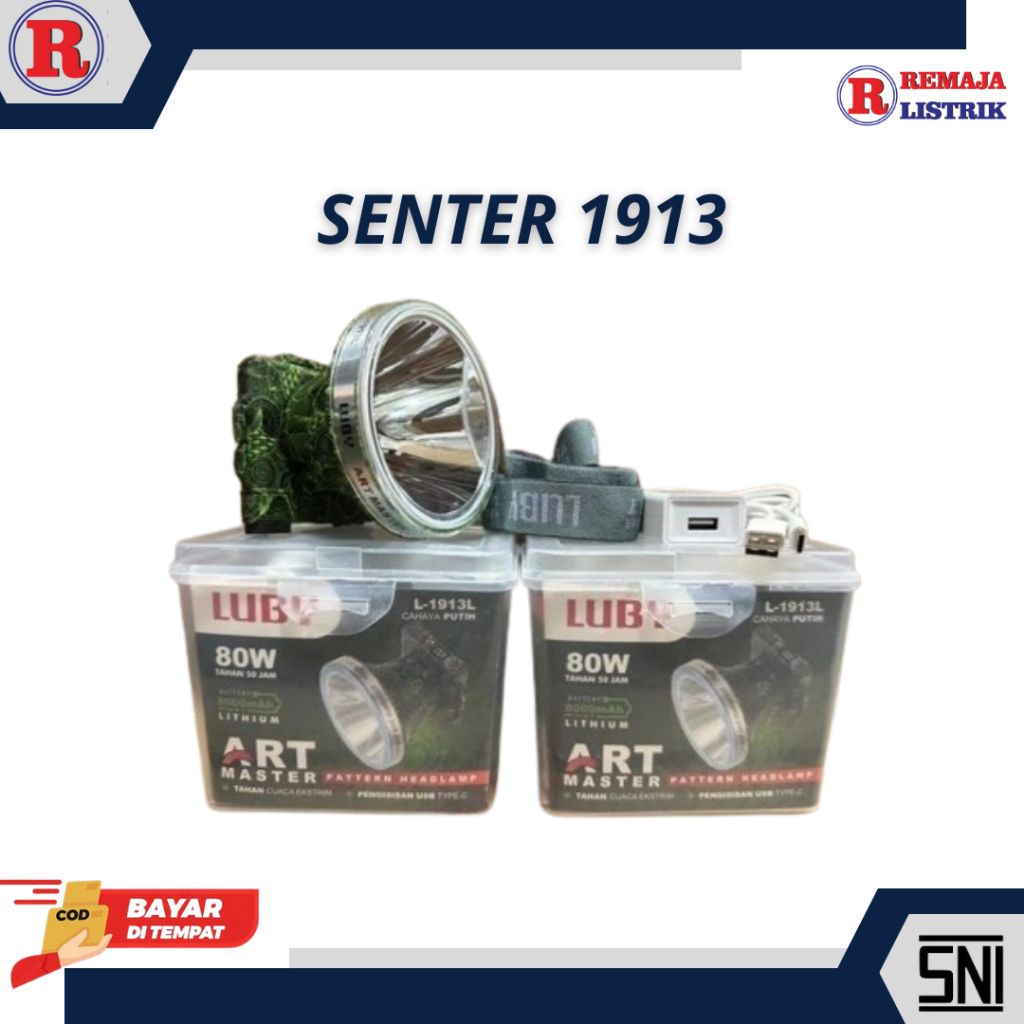 Jual Senter Kepala LUBY Motif Batik 80 Watt 1913L Body Besar/ L-1913/K ...