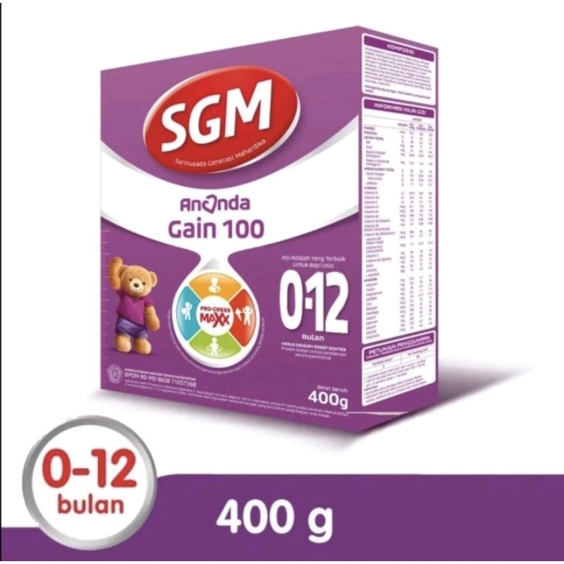 Jual SGM Ananda GAIN 100 ( 400 gr ) | Shopee Indonesia