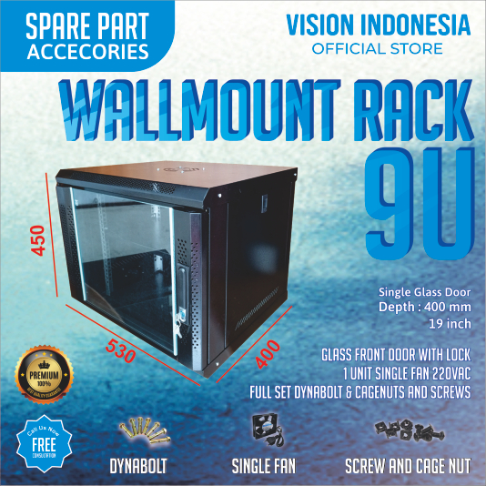 Jual Wallmount Rackmount 9U, Rak Server Single Door 9U | Shopee Indonesia