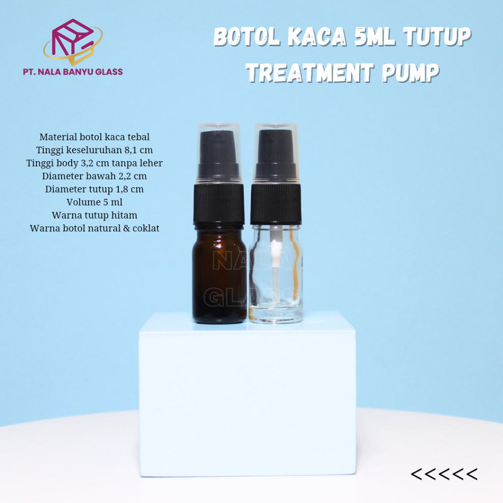 Jual botol kaca 5ml pump / botol kaca 5ml tebal pump treatment hitam | Shopee Indonesia