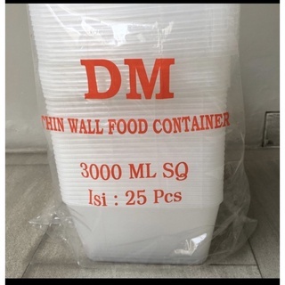 Jual Thinwall DM Food Container Ukuran 3000 ML Persegi 25 pcs | Shopee ...