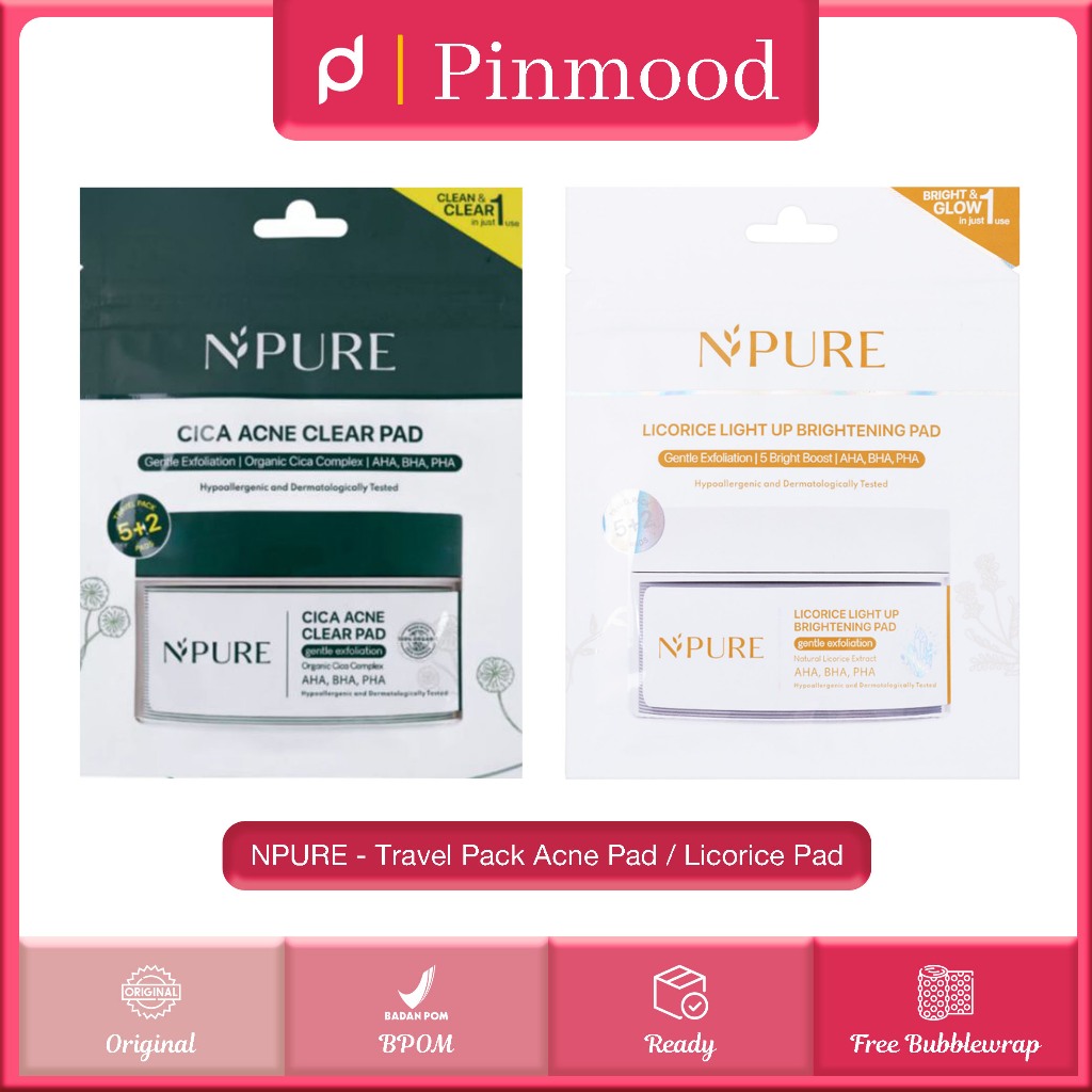 Jual NPURE - CICA ACNE CLEAR PAD / LICORICE LIGHT UP BRIGHTENING PADS ...