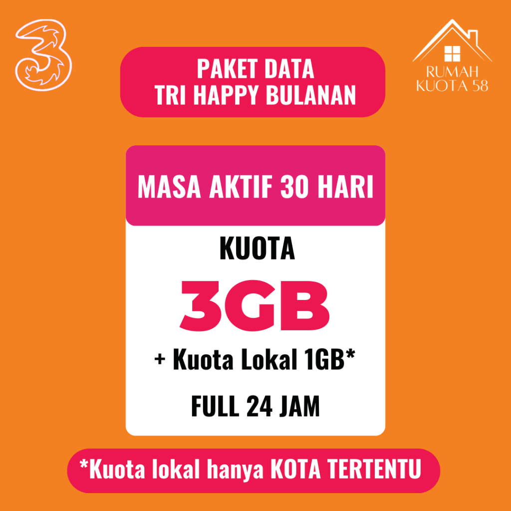 Jual PAKET DATA TRI HAPPY ALWAYS ON MASA AKTIF UNLIMITED SUPER MURAH ...