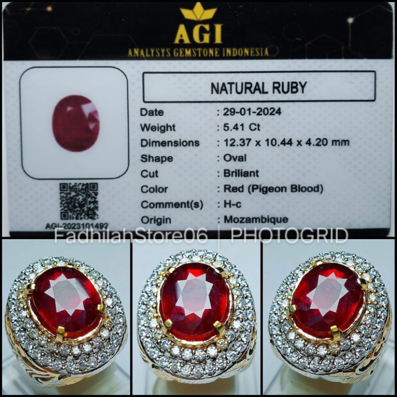 Jual Natural Red Ruby Pigeon Blood Oval Cutting + Memo Lab | Shopee Indonesia
