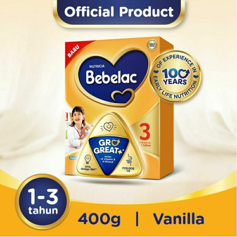 Jual Bebelac 3 400gr Vanilla/Madu Susu Pertumbuhan 1-3 tahun | Shopee ...