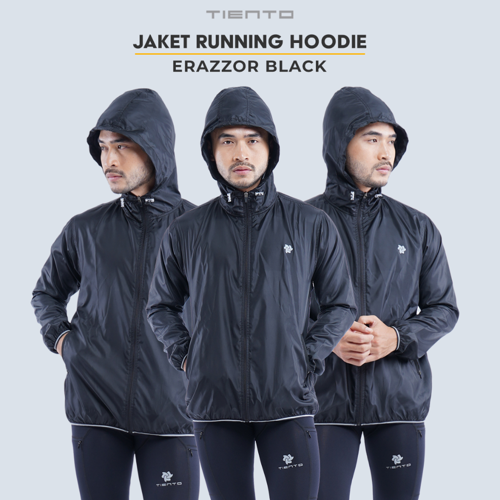 Jual Tiento Jaket Hoodie Running Tracktop Jacket Olahraga Jogging Lari ...