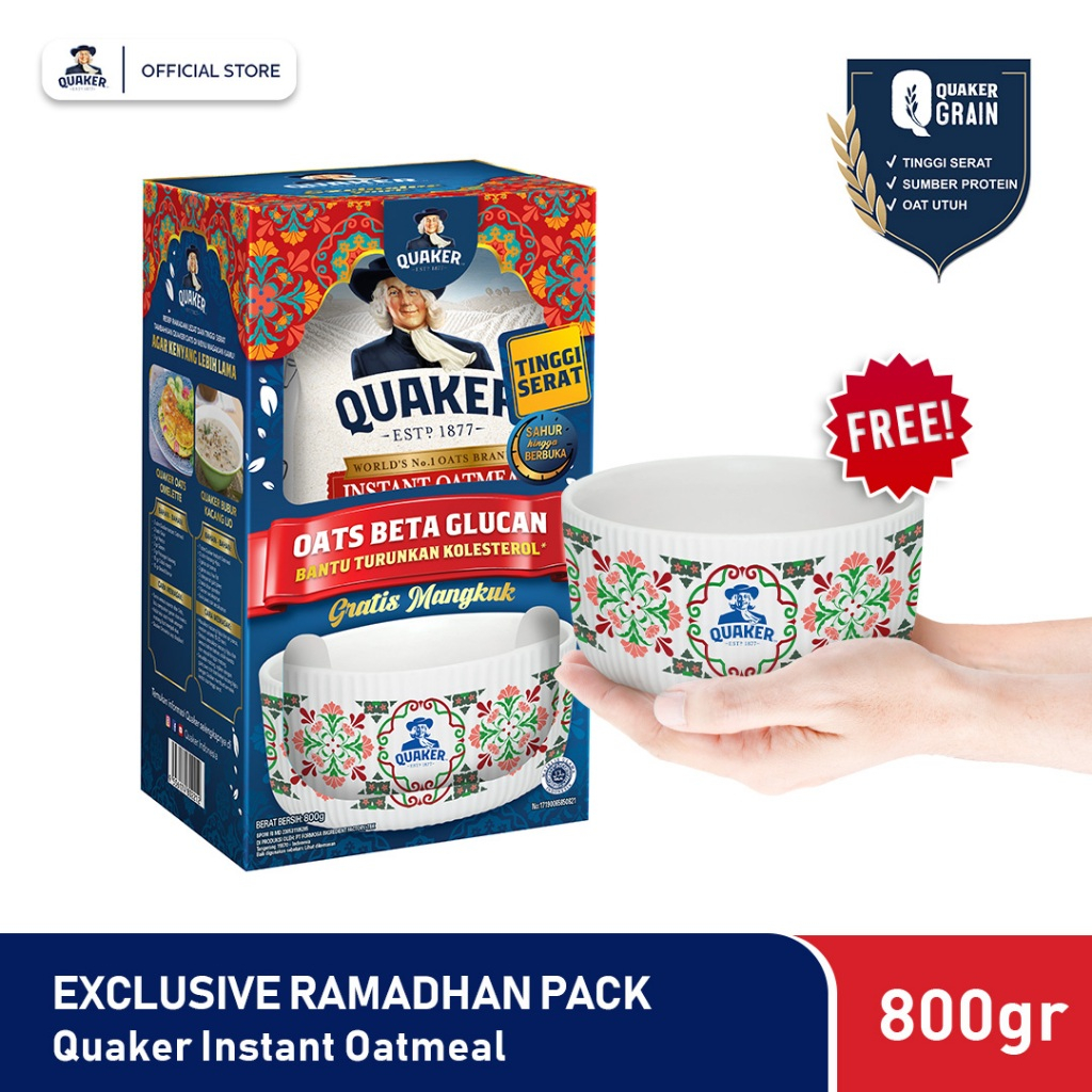 Jual Quaker Instan 800 gr Promo Free Bowl | Shopee Indonesia