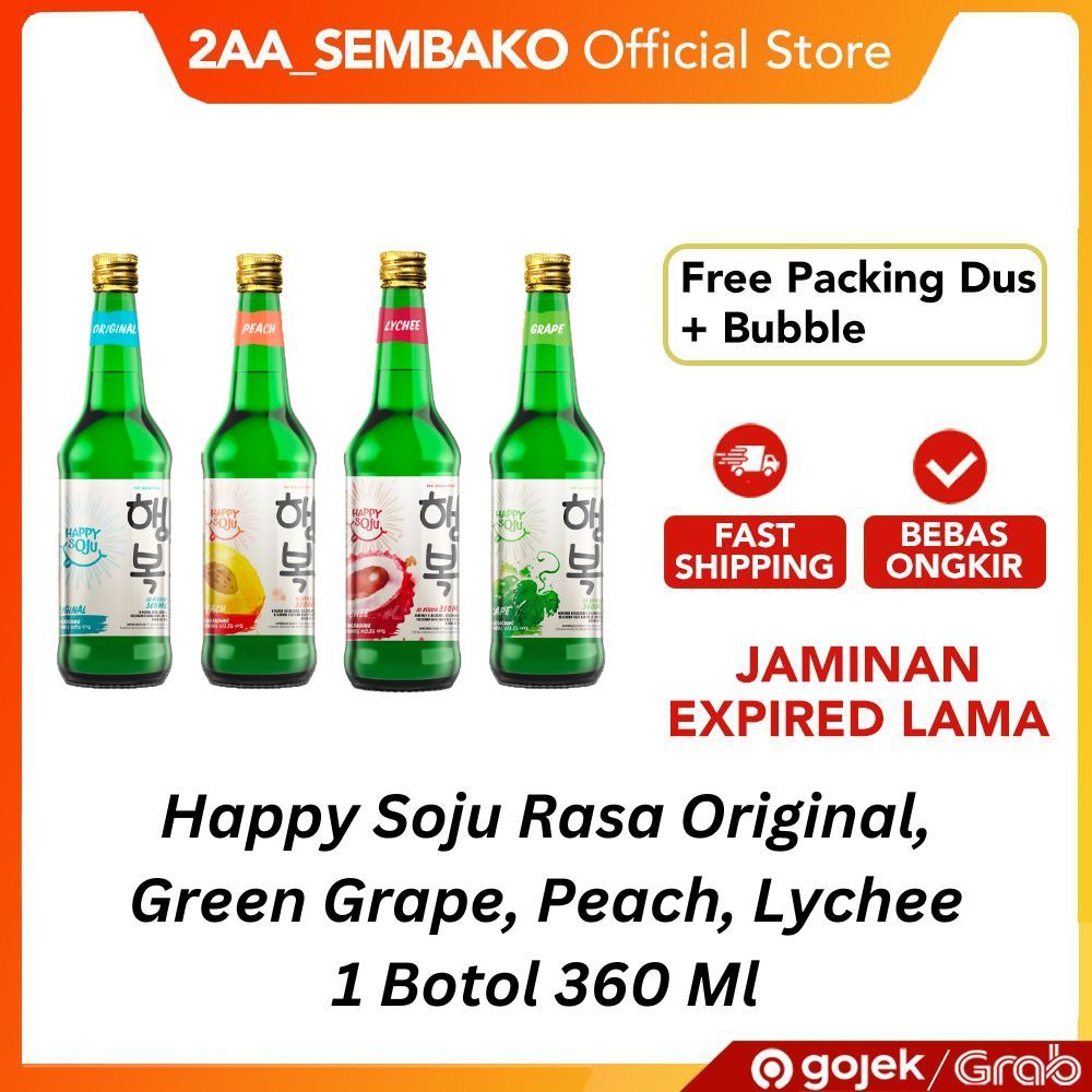 Jual Happy Soju Varian Rasa Original, Green Grape, Lychee, Peach 1 ...