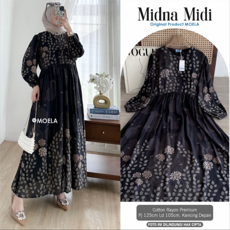 Jual Midna Midi Dress Gamis Jumbo Allsize Busui Premium Catton Rayon Original Ori Moela Berlabel ...