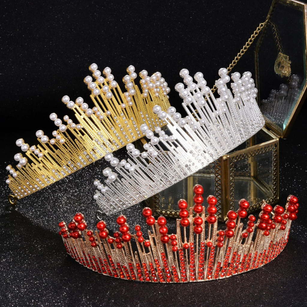 Jual ( Mahkota Mutiara Tiara ) Mahkota Pernikahan Tiara Dan Bersinar Bentuk Desain Mutiara Tiara ...