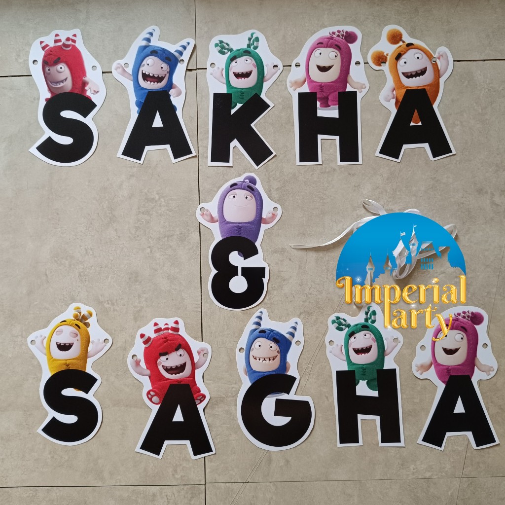 Jual Custom Bunting Flag Banner Huruf Oddbods | Shopee Indonesia