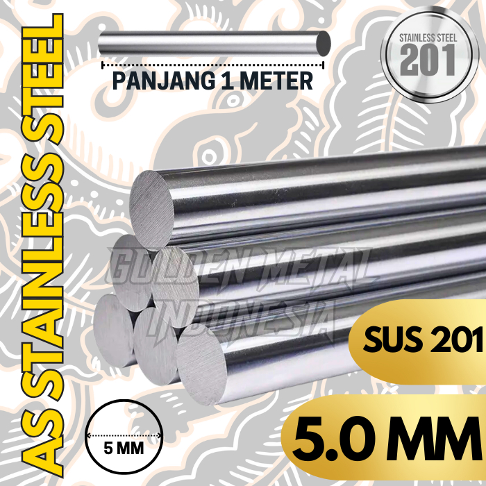 Jual As Bulat Stainless Steel 5MM SUS 201 X 1 METER | Shopee Indonesia