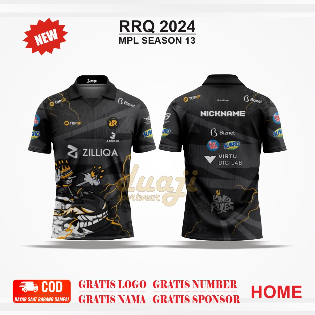 Jual BAJU JERSEY RRQ 2024 TERBARU MPL SEASON 13 HOME PREMIUM READY SIZE ...