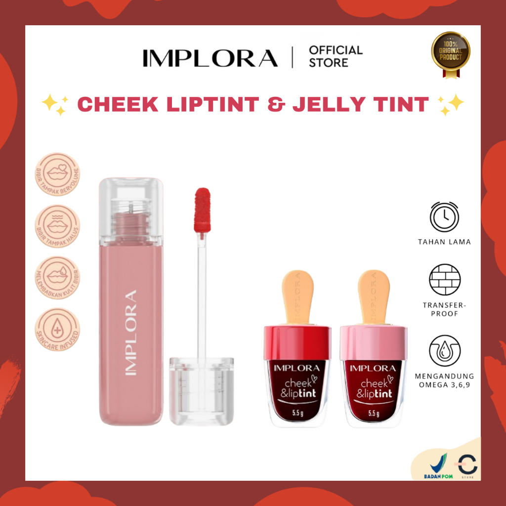 Jual [ORI BPOM] IMPLORA Cheek and Lip tint 6 varian warna | IMPLORA Glossy Plumpy Jelly Tint ...