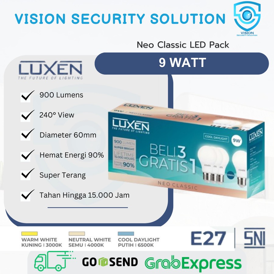 Jual Luxen NEO Classic LED Bulb 9 Watt (Paket Beli 3 Gratis 1) - CDL ...