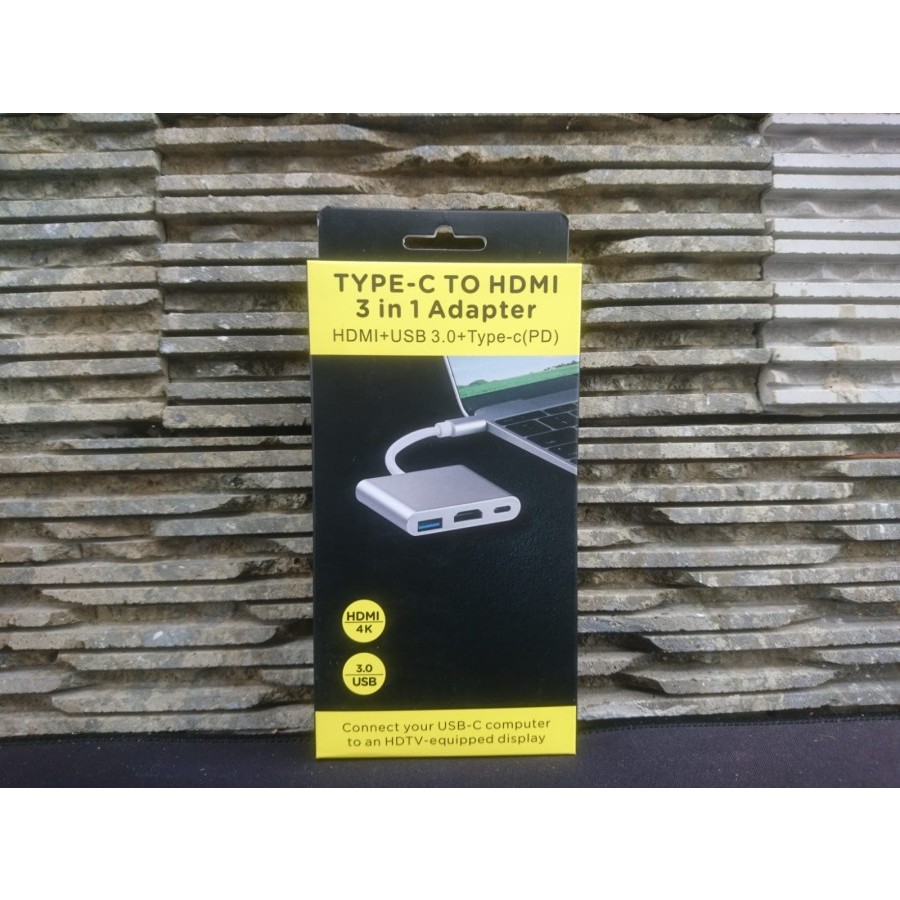 Jual CONVERTER CABLE TYPE C TO 3 IN 1 (HDMI+USB+TYPE c) | Shopee Indonesia