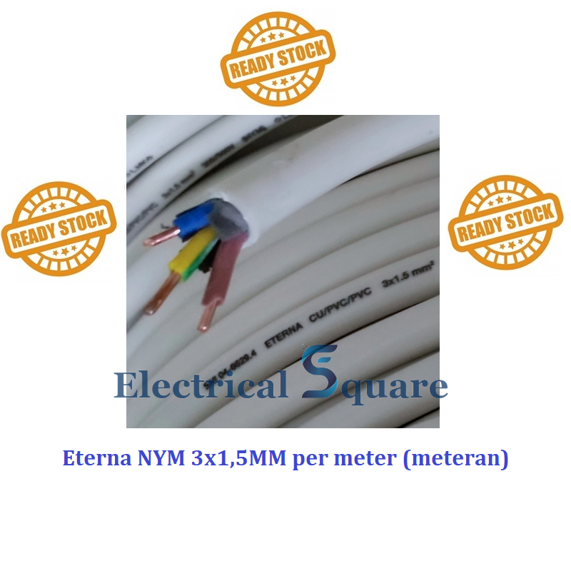 Jual Eterna Kabel Listrik NYM 3x1.5MM per 1 Meter (Meteran) Kawat Tembaga Original SNI LMK 3 x 1 ...