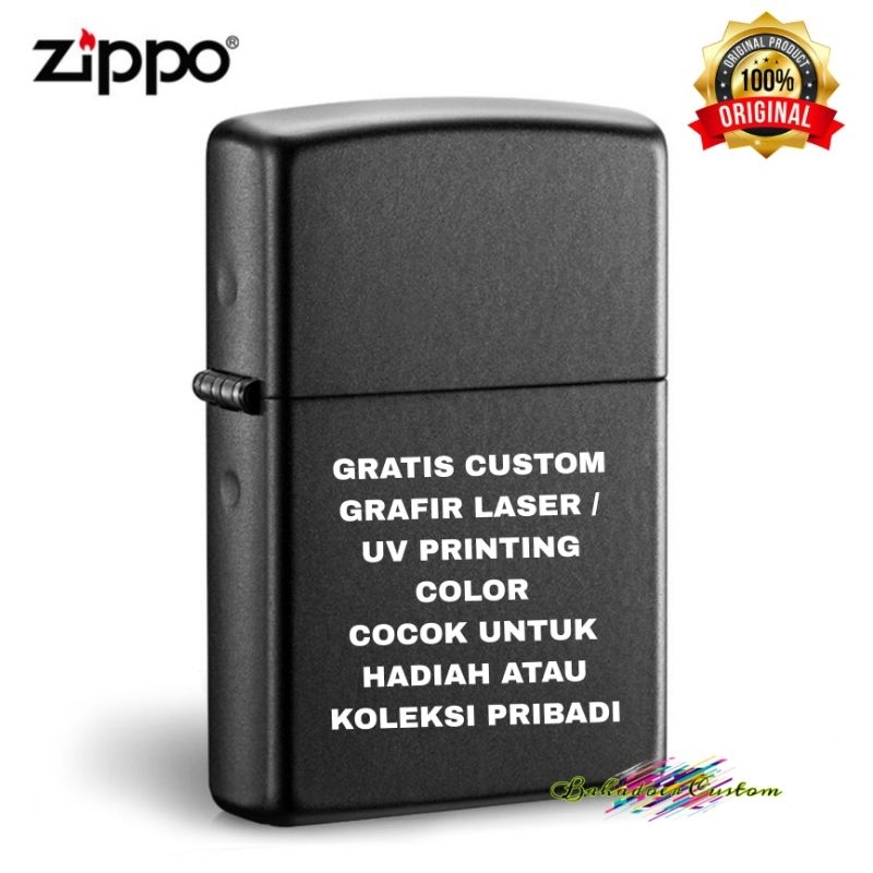 Jual KOREK API ZIPPO ORIGINAL USA BLACK MATTE GRATIS REQUEST CUSTOM UV PRINTING COLOR ATAU ...