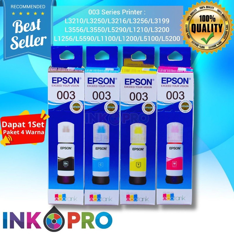 Jual Tinta 003 ALL SERIES L3110 L3219 L3150 L3100 L1110 L3101 L5190 ...