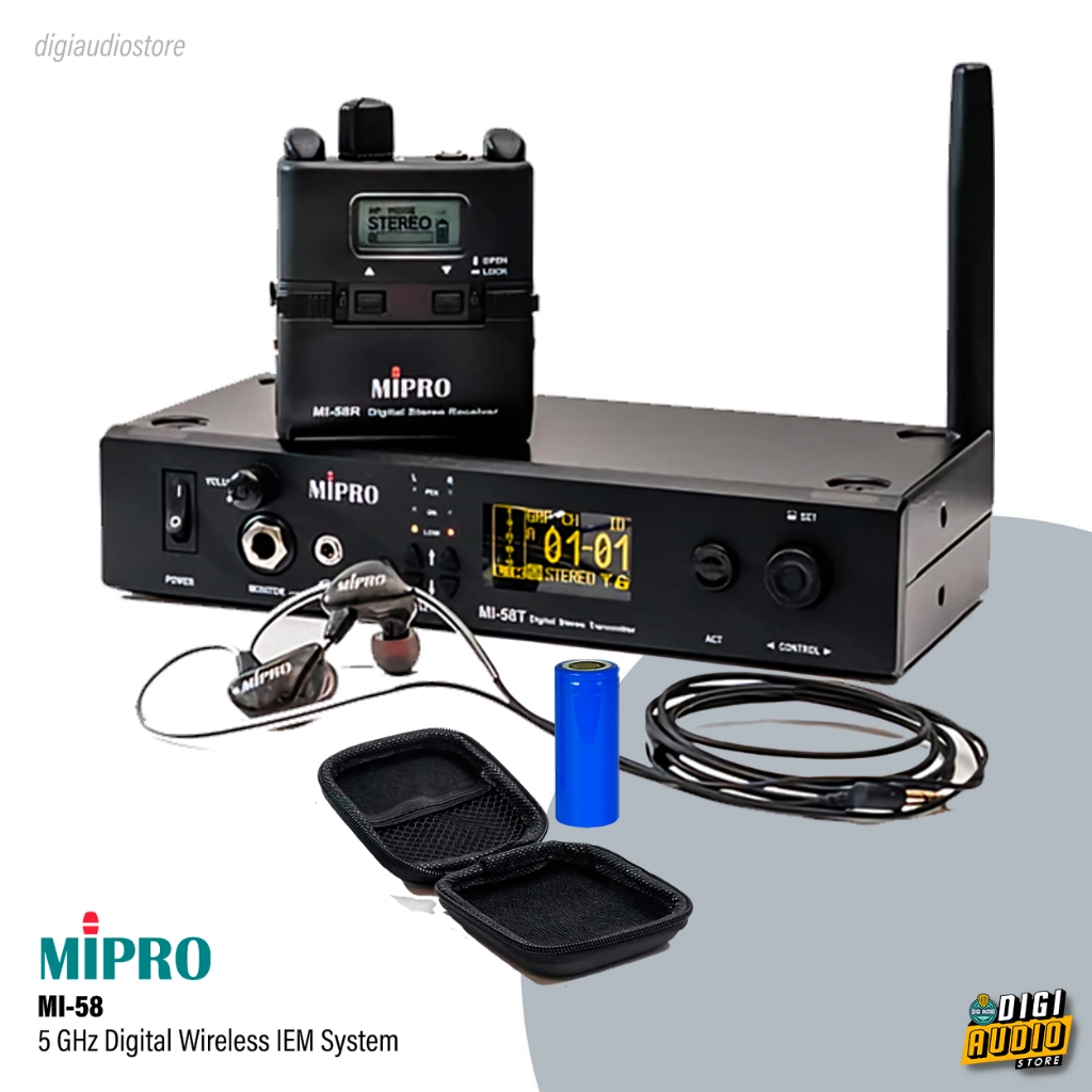 Jual Digital Wireless In Ear Monitor Stereo 5.8 GHz MIPRO MI-58R & MI-58T IEM Monitoring ...