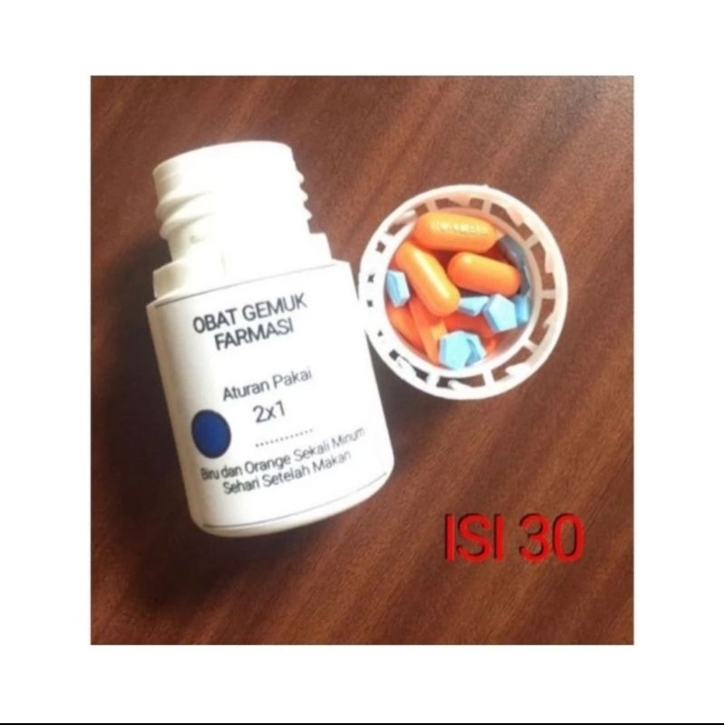 Jual obat gemuk farmasi 1 botol isi 30 butir 15 butir pil biru 15 butir ...