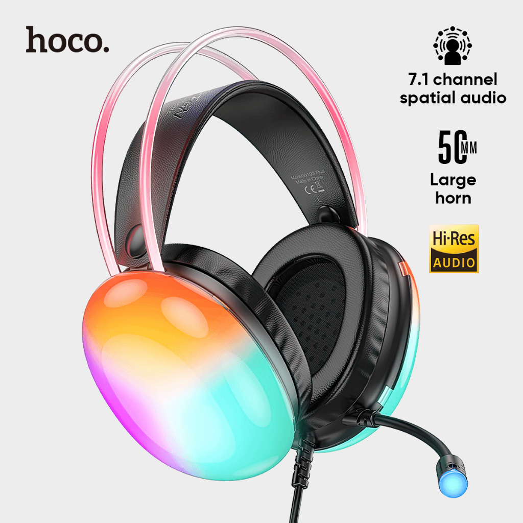 Jual Hoco Gaming Headphone Wired Control Earphone Headset HD Micphone ...