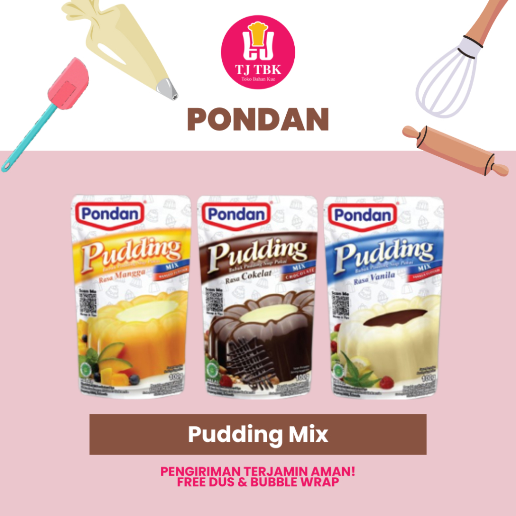 Jual Pondan Pudding Mix 100g (Rasa Vanilla, Coklat dan Mangga) | Shopee ...