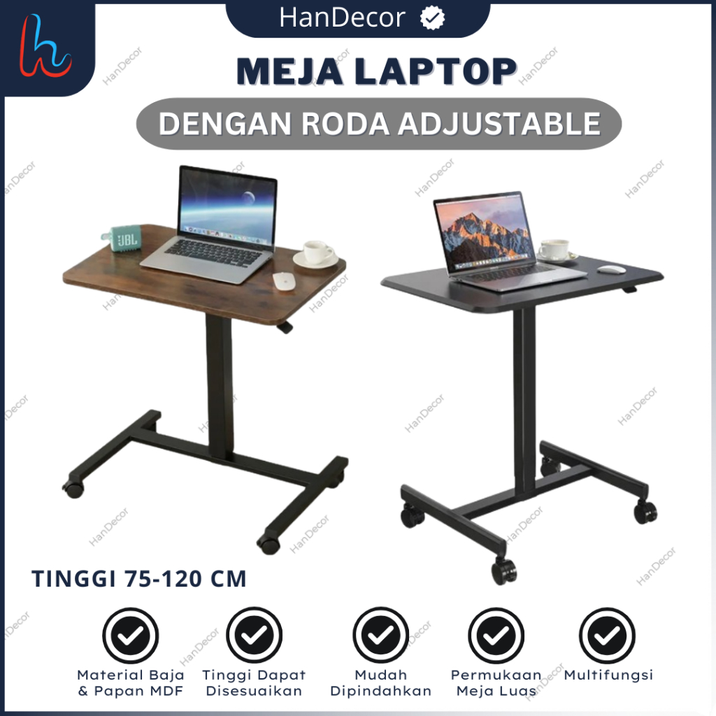 Jual Meja Laptop Lipat Roda Portable Adjustable | Meja Laptop stand ...