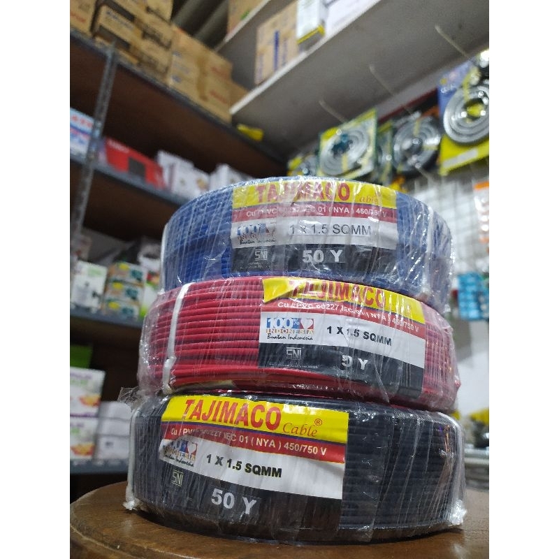 Jual Kabel Listrik NYA 1.5 MM 50 Yard SNI LMK Kawat Tunggal Asli Tembaga 1,5mm 1,5 1.5mm 50Y ...
