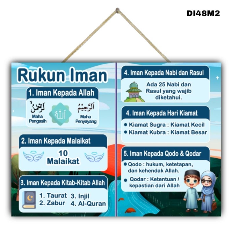 Jual Hiasan dinding JUMBO RUKUN IMAN 40x30 cm gantungan dinding edukasi islami belajar anak ...