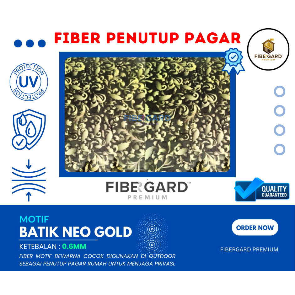 Jual [Per ½m] Fiber Penutup Pagar Motif BATIK NEO GOLD Per 50cm ...