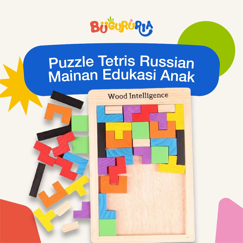 Jual Bu Guru Ria - Puzzle Tetris Russian/mainan puzzle kayu tangram ...