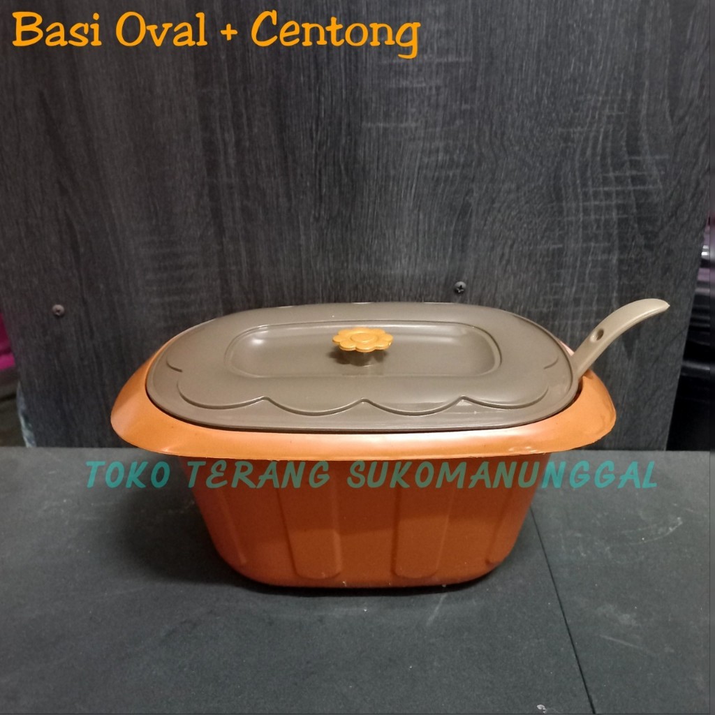 Jual 1PCS Basi oval + centong coklat serbaguna basi prasmanan set ...