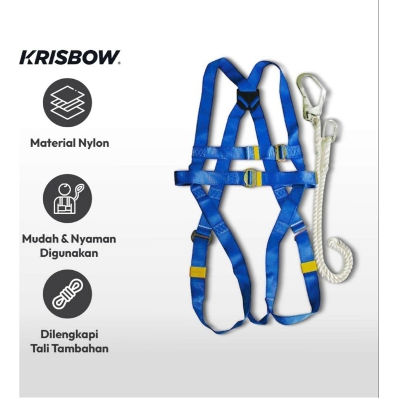 Jual Krisbow sabuk pengaman extra tali full body harness with lanyard ...
