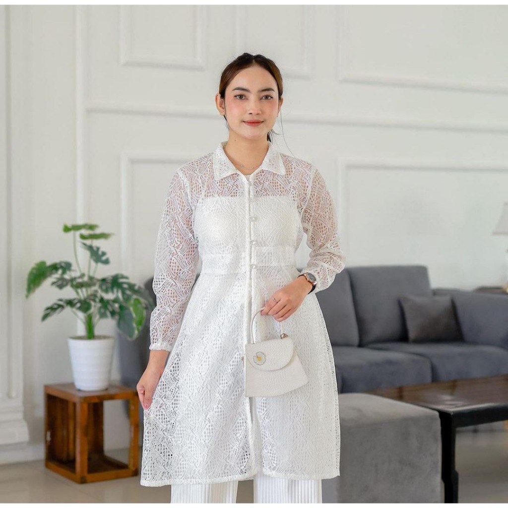 Jual Benang Raja Atasan Long Outer Brokat Lace | Shopee Indonesia