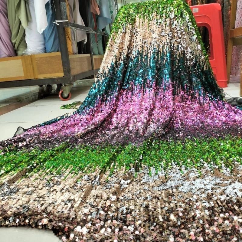 Jual Kain/Bahan Tille squin bahan full Payet gradasi warna Tille ...