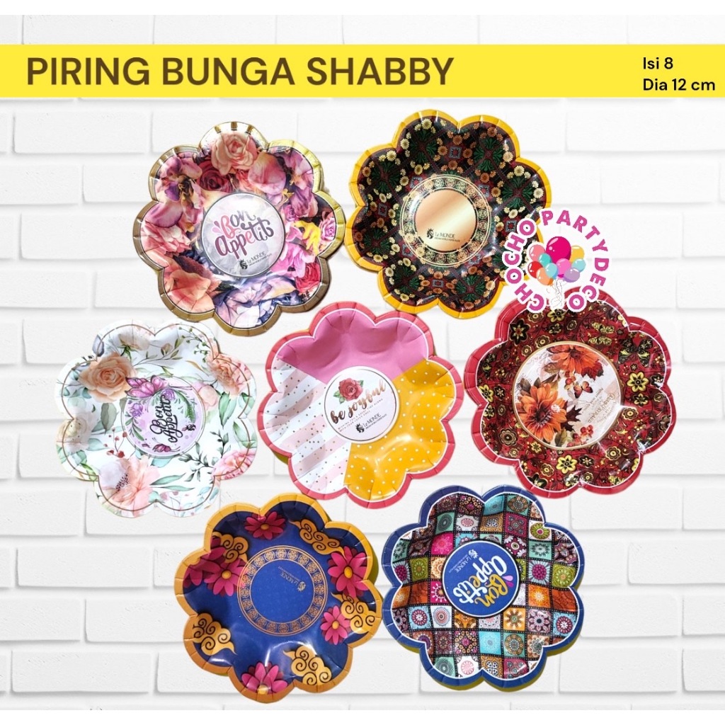Jual [8pc] piring bunga motif shabby piring kue premium piring kue ...