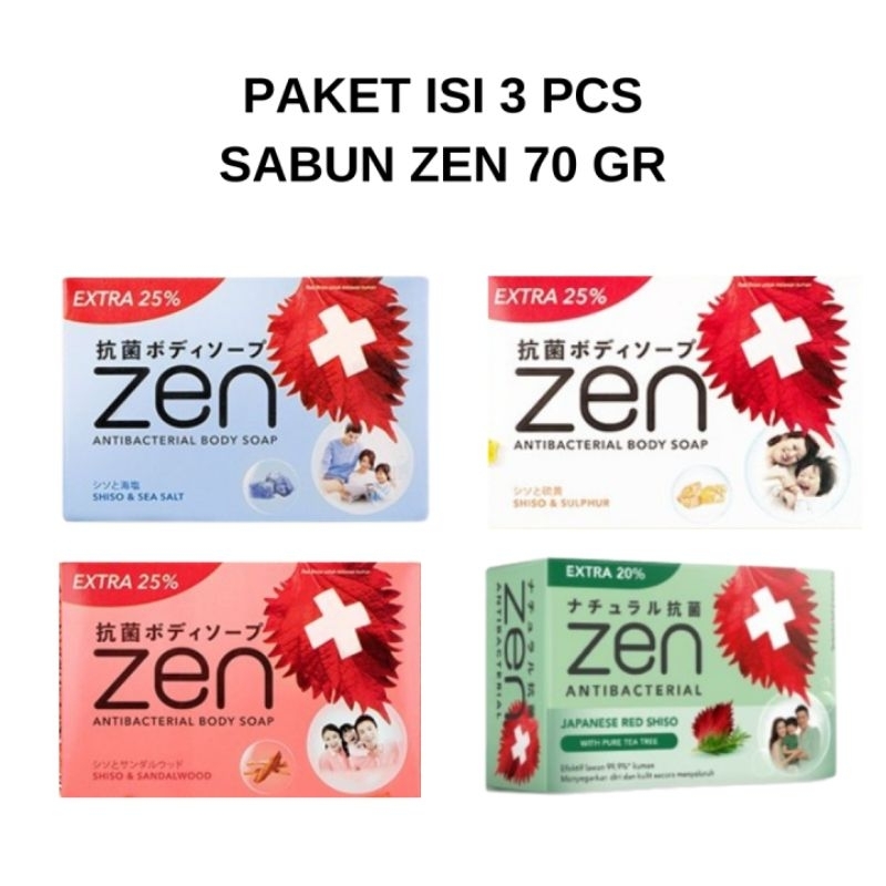 Jual ZEN Sabun mandi batang 70gr isi 3 pcs | Shopee Indonesia