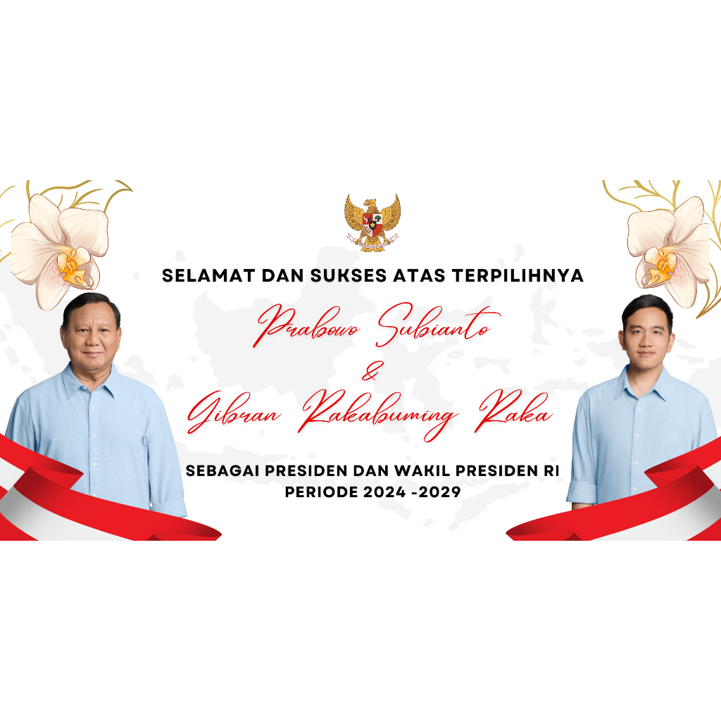 Jual Cetak Banner / Spanduk Ucapan Selamat Prabowo Gibran Presiden dan Wakil Presiden 2024 ...