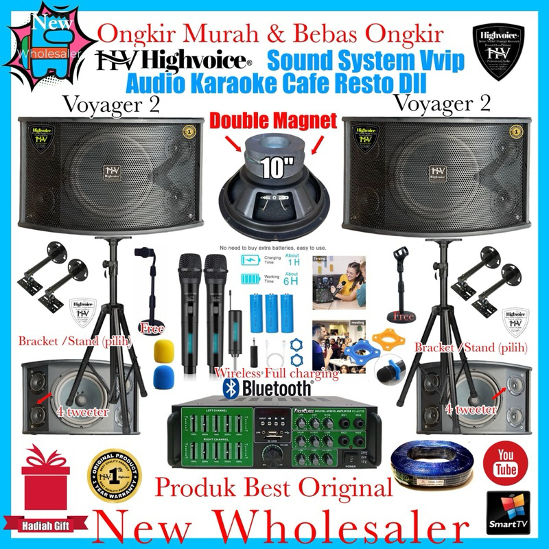 Jual Paket Sound Vvip Room karaoke 10 inch Highvoice Voyager 2 Original combo Bass Tweeter ...