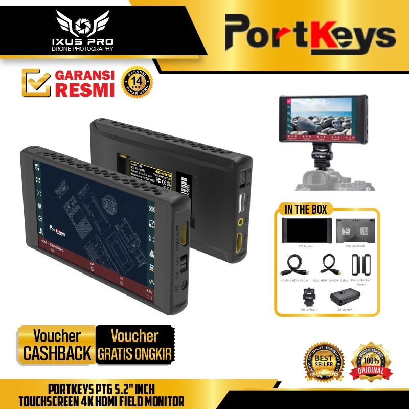 Jual Portkeys PT6 5.2" Inch Touchscreen 4K HDMI Field Monitor Camera PT 6 | Shopee Indonesia