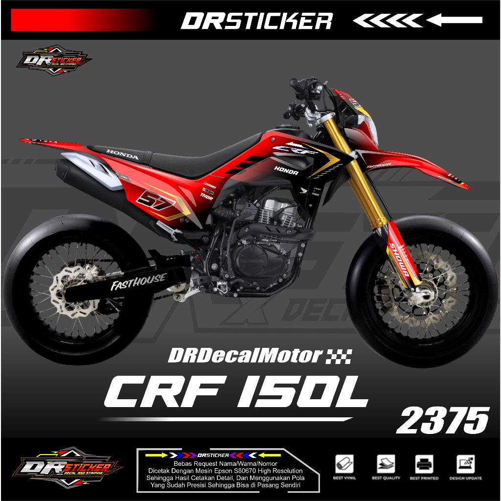 Jual DECAL CRF 150L SUPERMOTO / MOTOCROSS PILIHAN WARNA FULLBODY ...