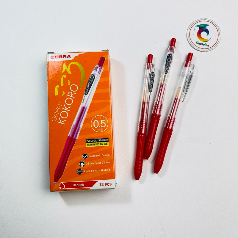 Jual Pulpen Gel ZEBRA Kokoro Merah 0.5mm - 1 pcs | Shopee Indonesia