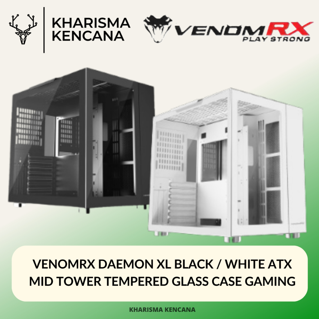 Jual VENOMRX DAEMON XL BLACK / WHITE ATX MID TOWER TEMPERED GLASS CASE ...