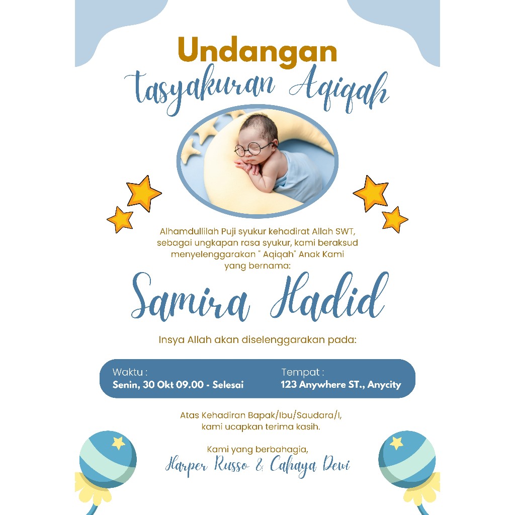 Jual Soft File - Desain Kartu ucapan aqiqah thankscard akikahan kartu ...