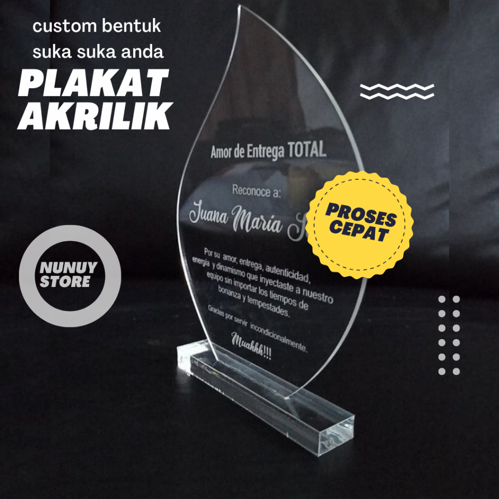 Jual Plakat Akrilik Custom, Plakat Custom, Piagam Penghargaan, Akrilik ...