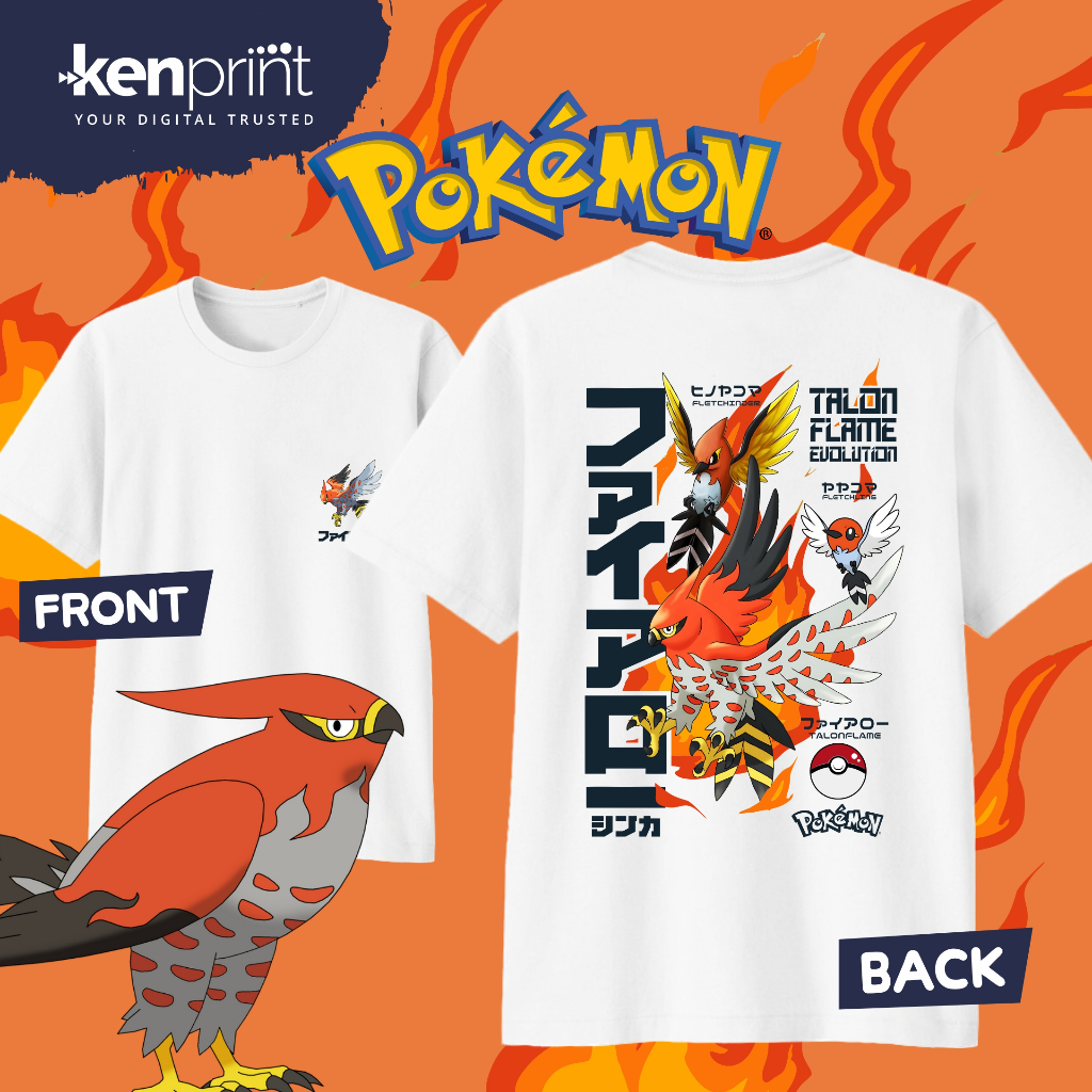 Jual Kaos POKEMON | TALONFLAME | FLETCHINDER | FLETCHLING EVOLUTION ...